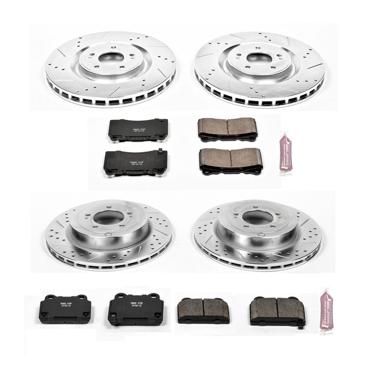 K4145 Powerstop 4-Wheel Set Brake Disc and Pad Kits Front & Rear for ...